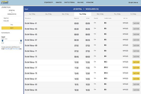Train From JB To Singapore